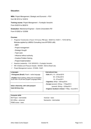 Arthur Gaspari _ Curriculum _ Oct2016 | PDF