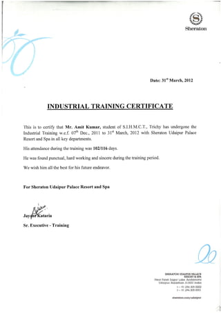Certificate Of Industrial Training