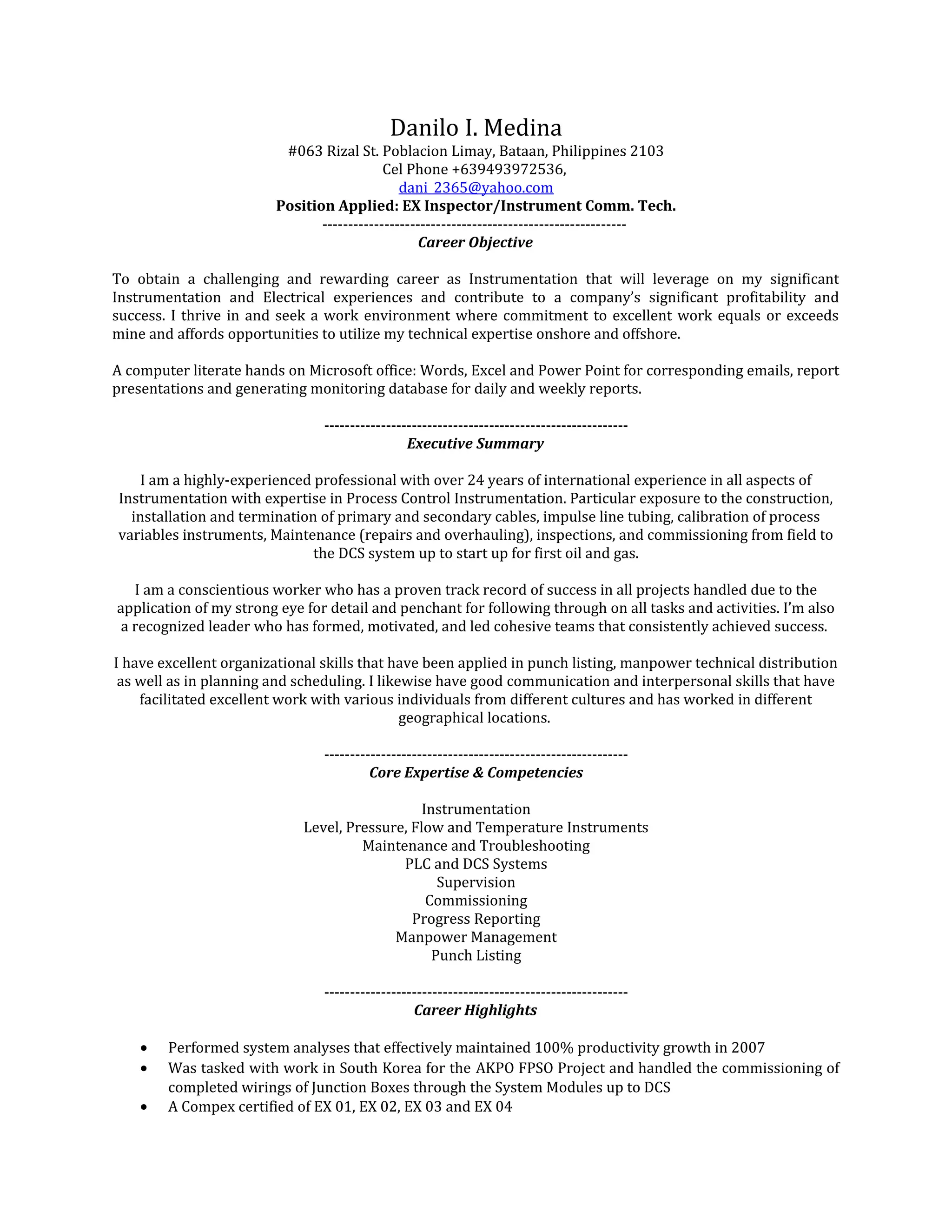 D. Medina's CV (01) | PDF