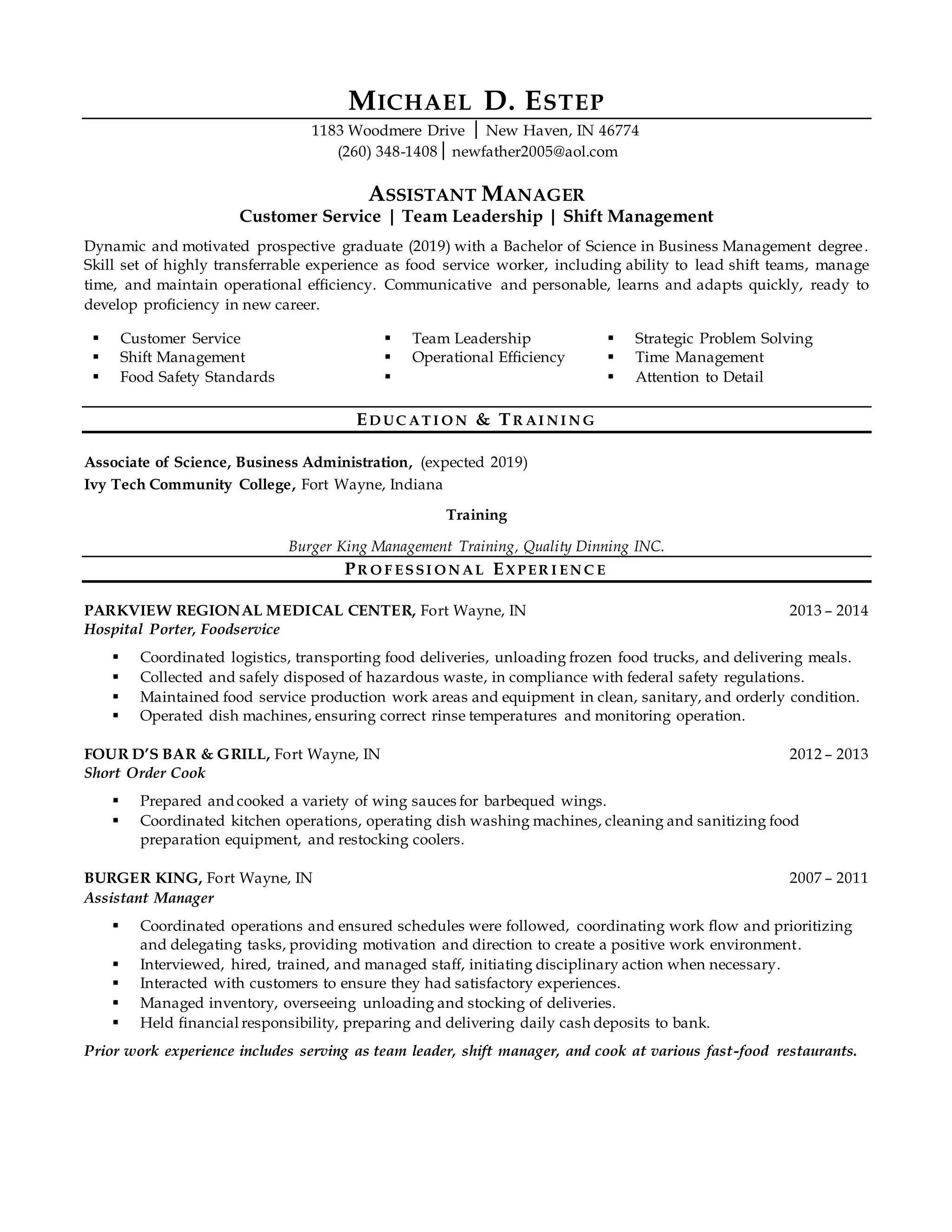Michael Estep Resume | DOCX