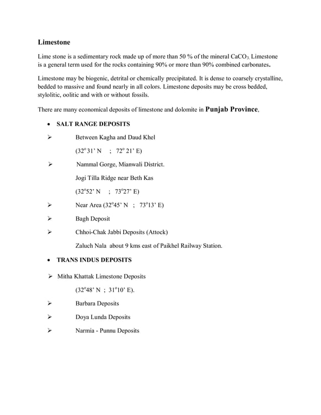 Limestone Production of Pakistan | PDF | Geology | Science
