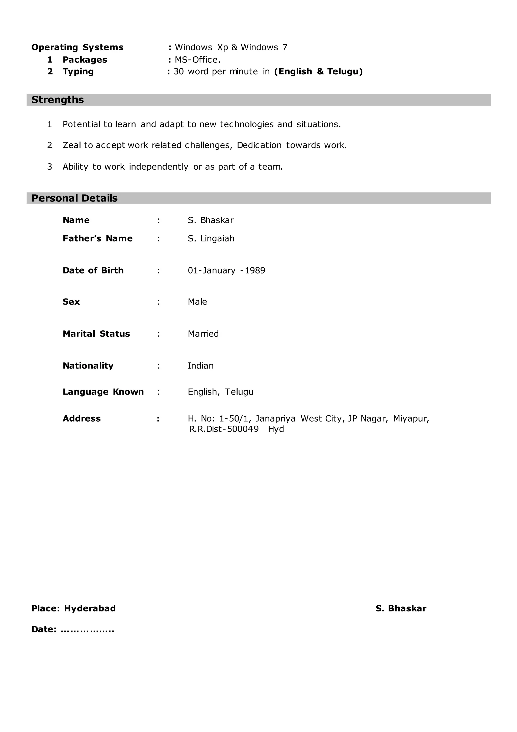 Bhaskar Resume | DOCX