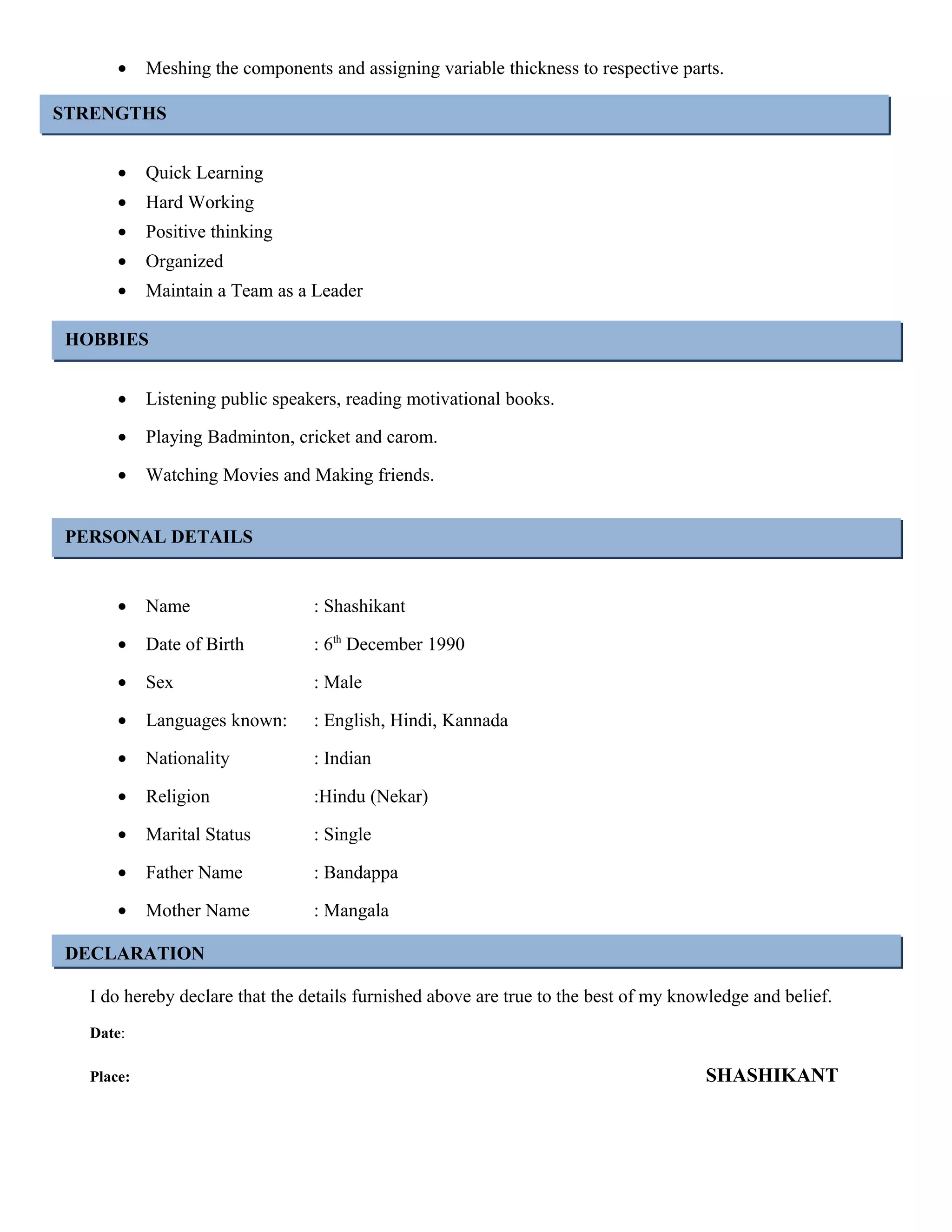 shashi exp resume | DOC | Sikhism | Religion & Spirituality