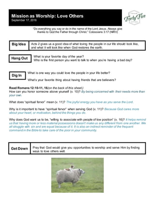 Mission as Worship-Love Others 9.17.16 | Christianity | Religion ...