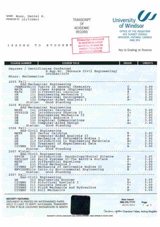 UofW Transcript | PDF