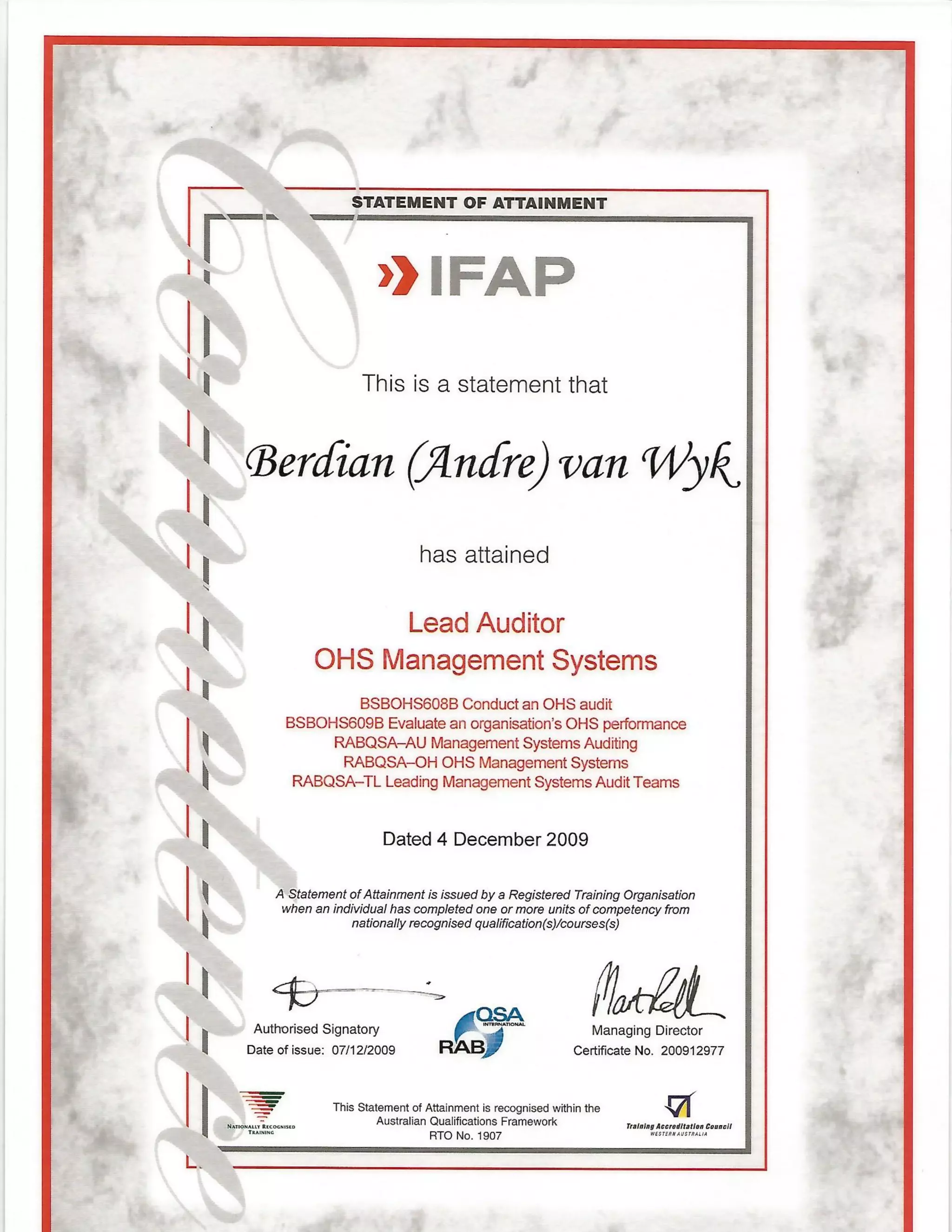 Lead Auditor OHS Management Systems IFAP | PDF