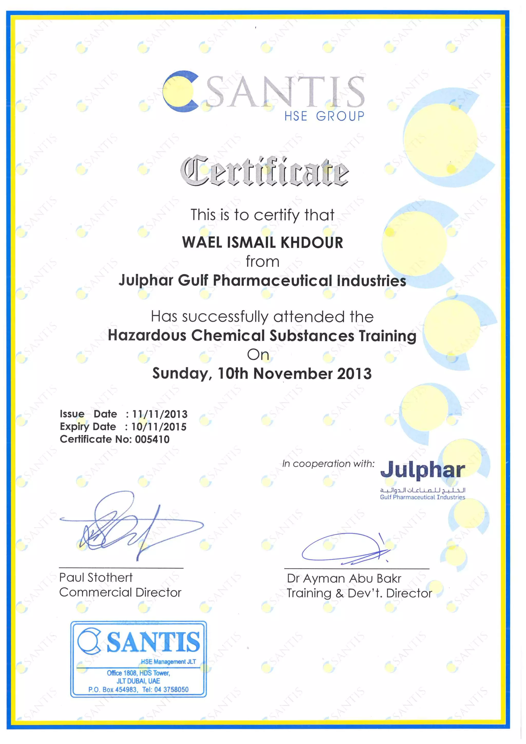 Certificate of chemicals handling | PDF