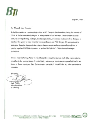 BTI Group Recommendation Letter | PDF