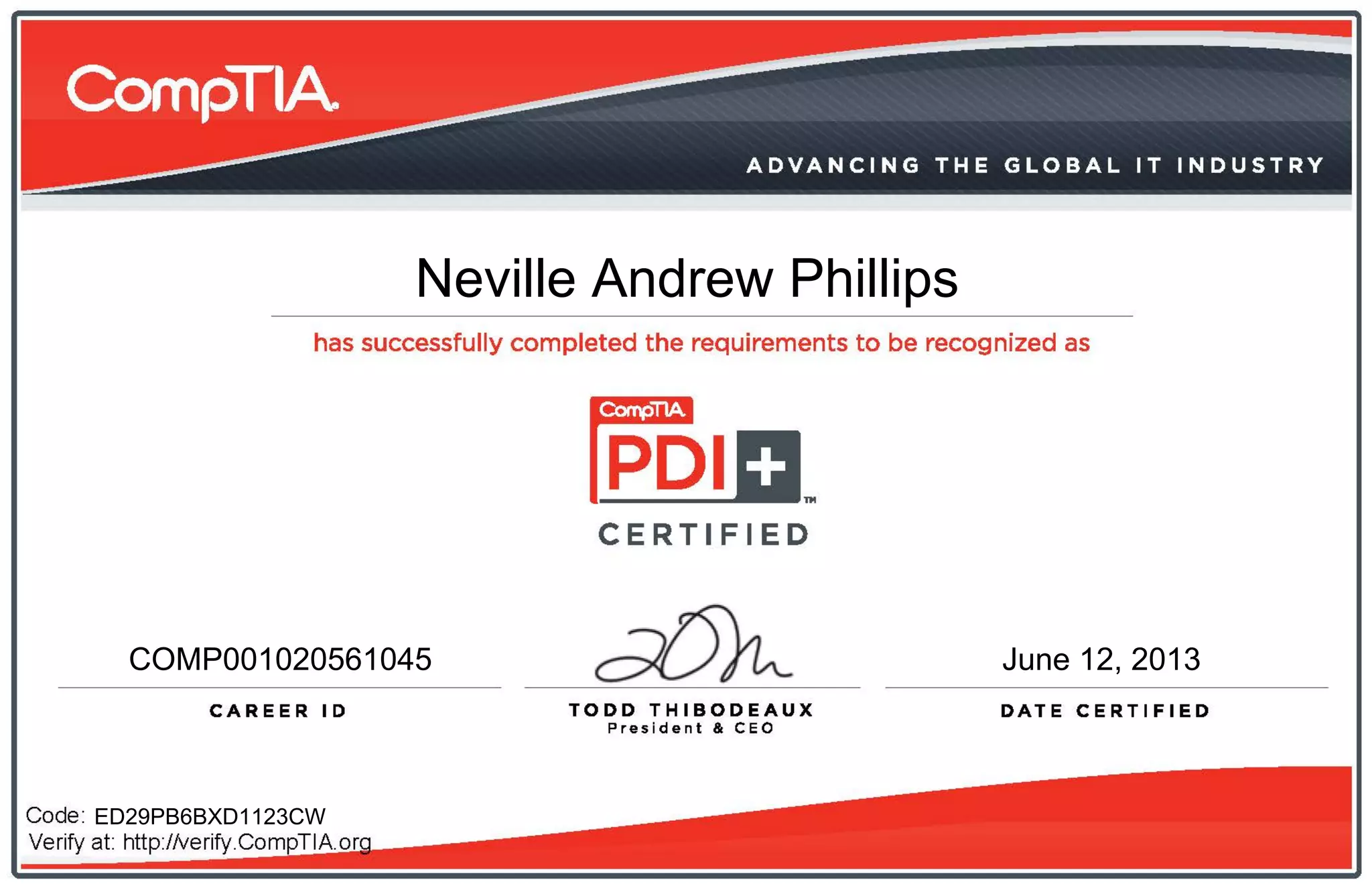 CompTIA PDI+ certificate | PDF