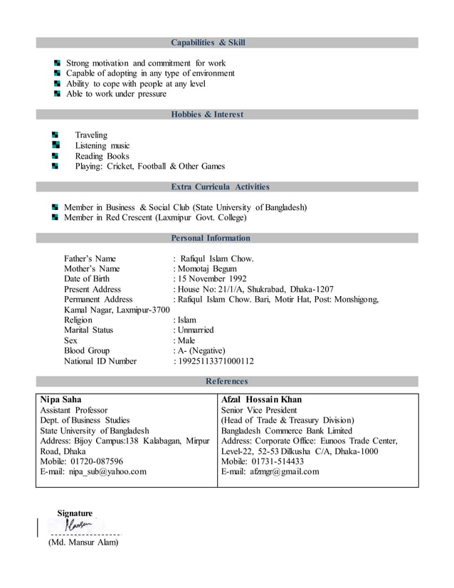 CV- Md.Mansur Alam 2 | PDF