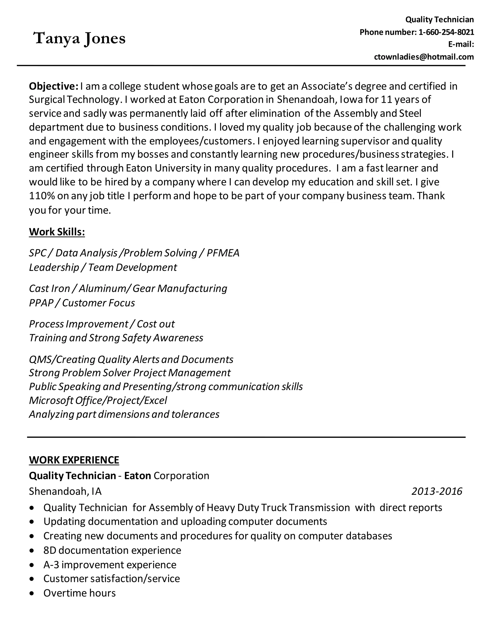 Tanya Jones Resume | DOCX | Human Resources | Business