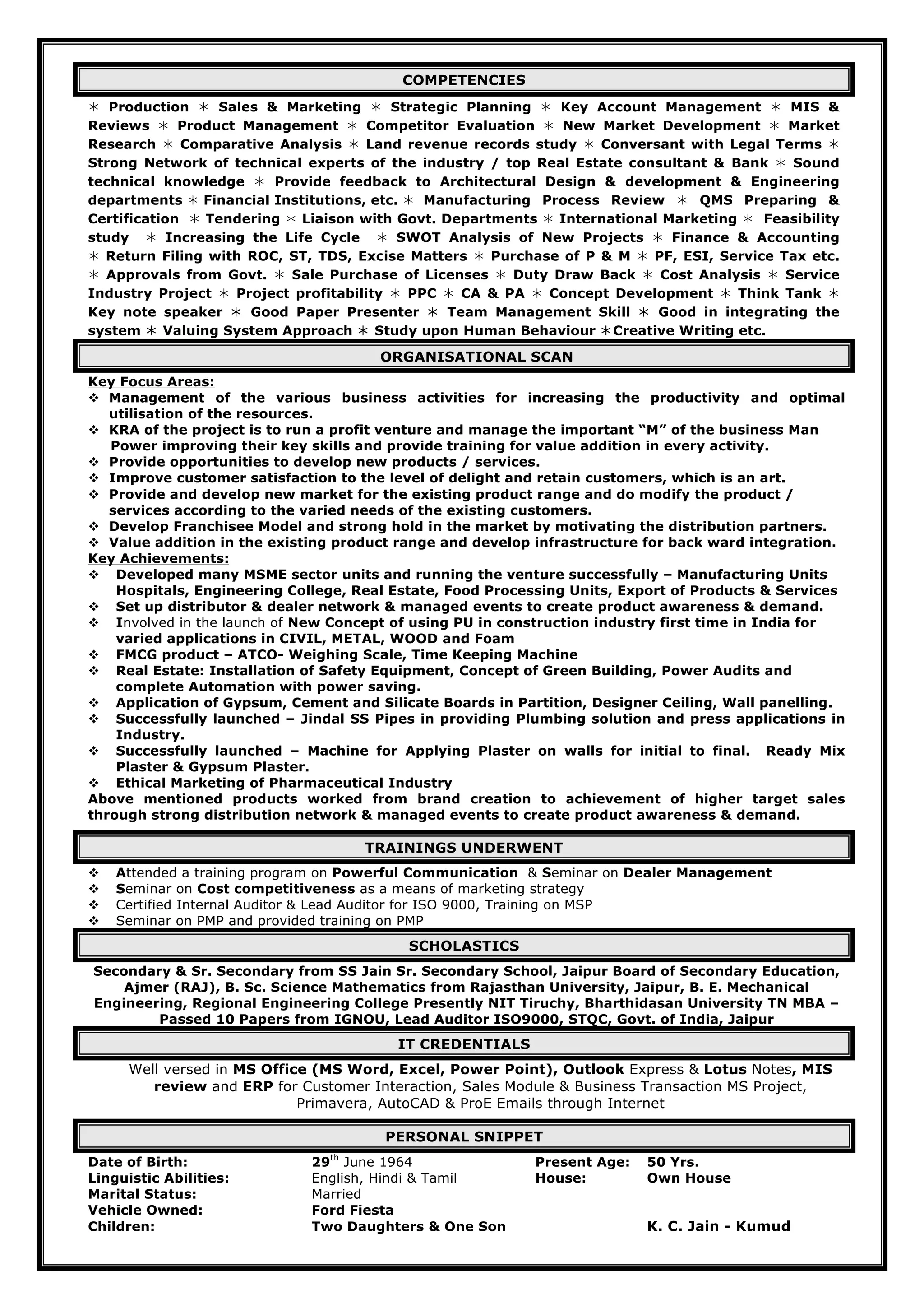 Resume-K C JAIN KUMUD | PDF