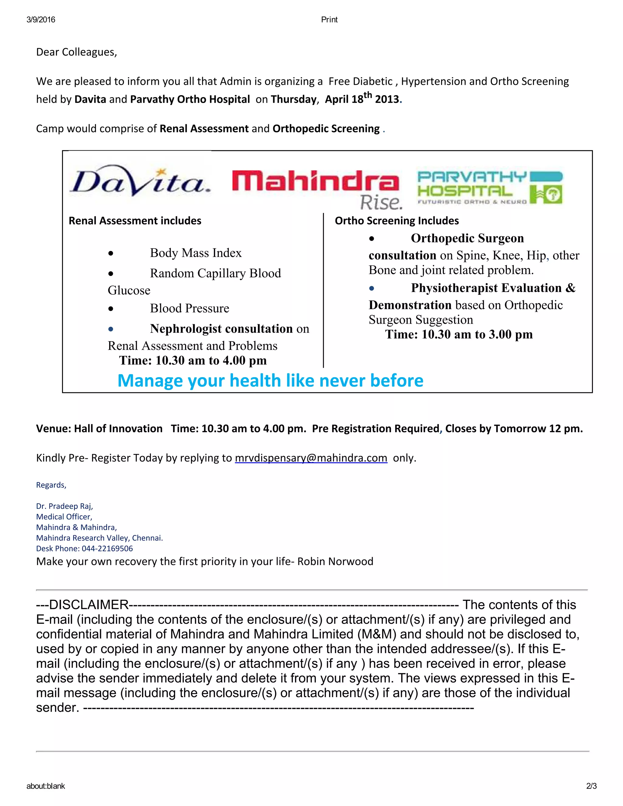 Mahindra and Mahindra Camp details | PDF