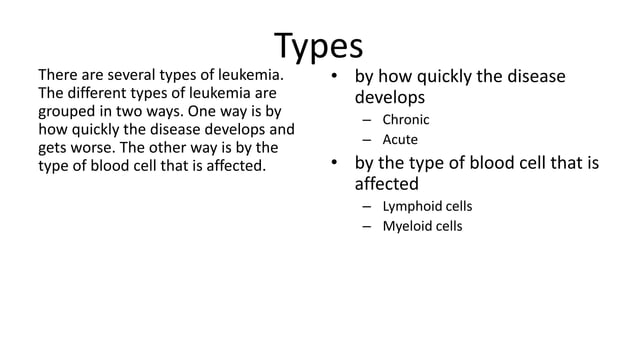 4 causes of leukemia | PPTX | Cancer | Diseases and Conditions