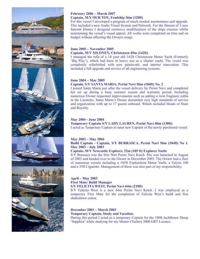 Captain Mark Lacey CV 2015 | PDF | Cruises | Travel Type