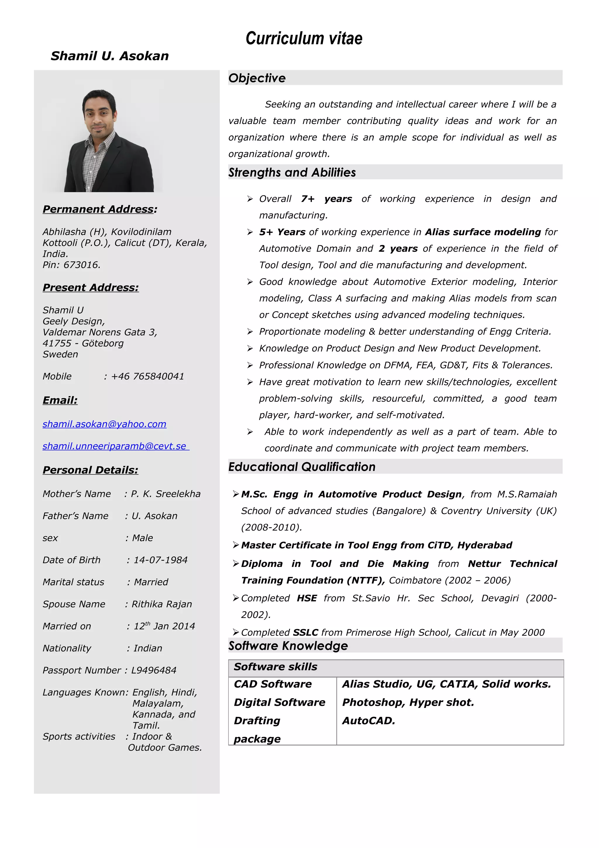 Curriculam Vitae_Shamil U Asokan | DOC