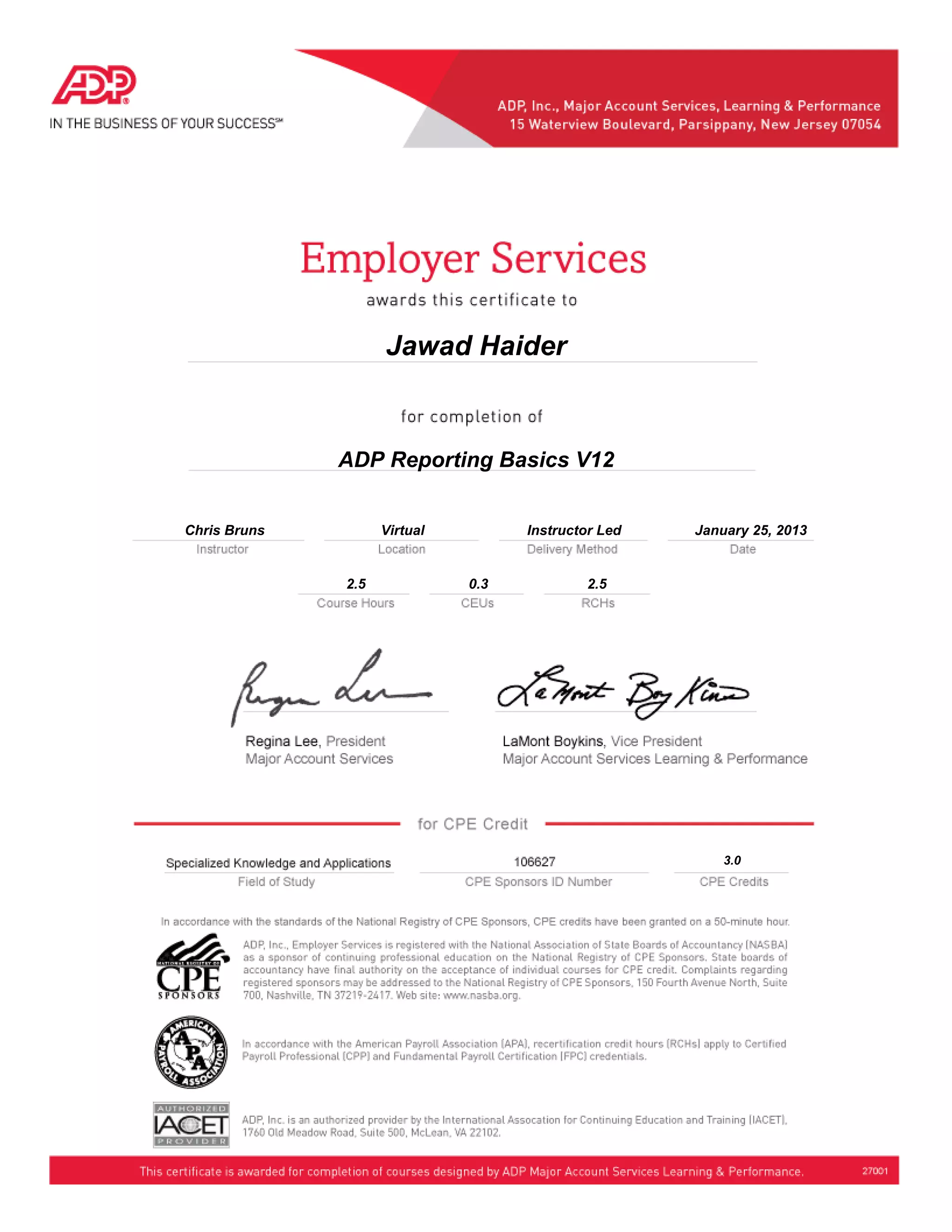 ADP Reporting Basics V12 | PDF