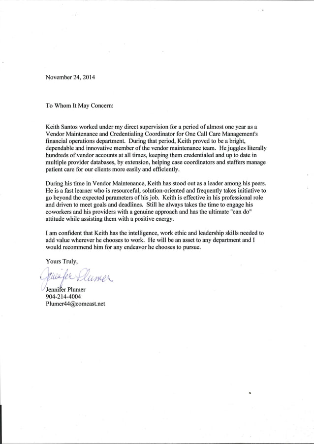 Keith Santos Letter of Recommendation-2 | PDF
