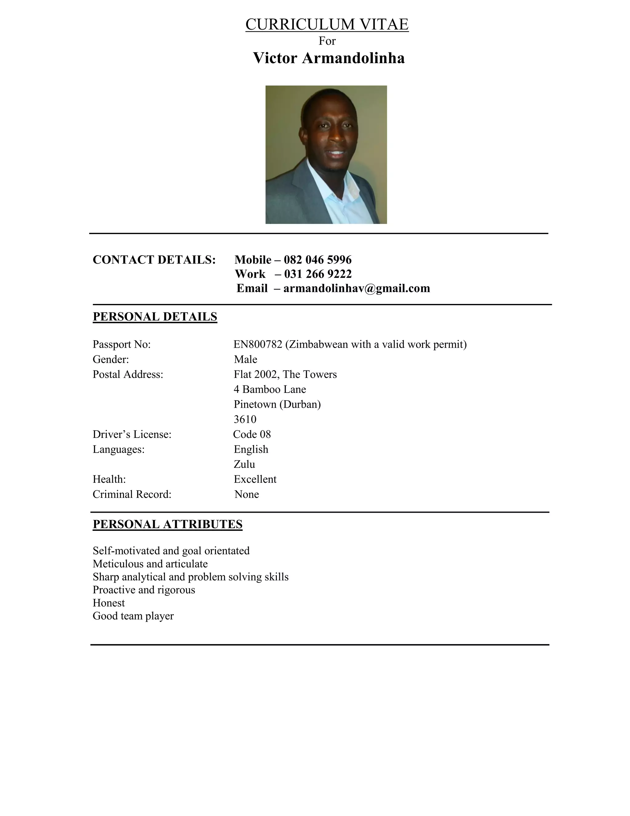 CV Victor Armandolinha | PDF