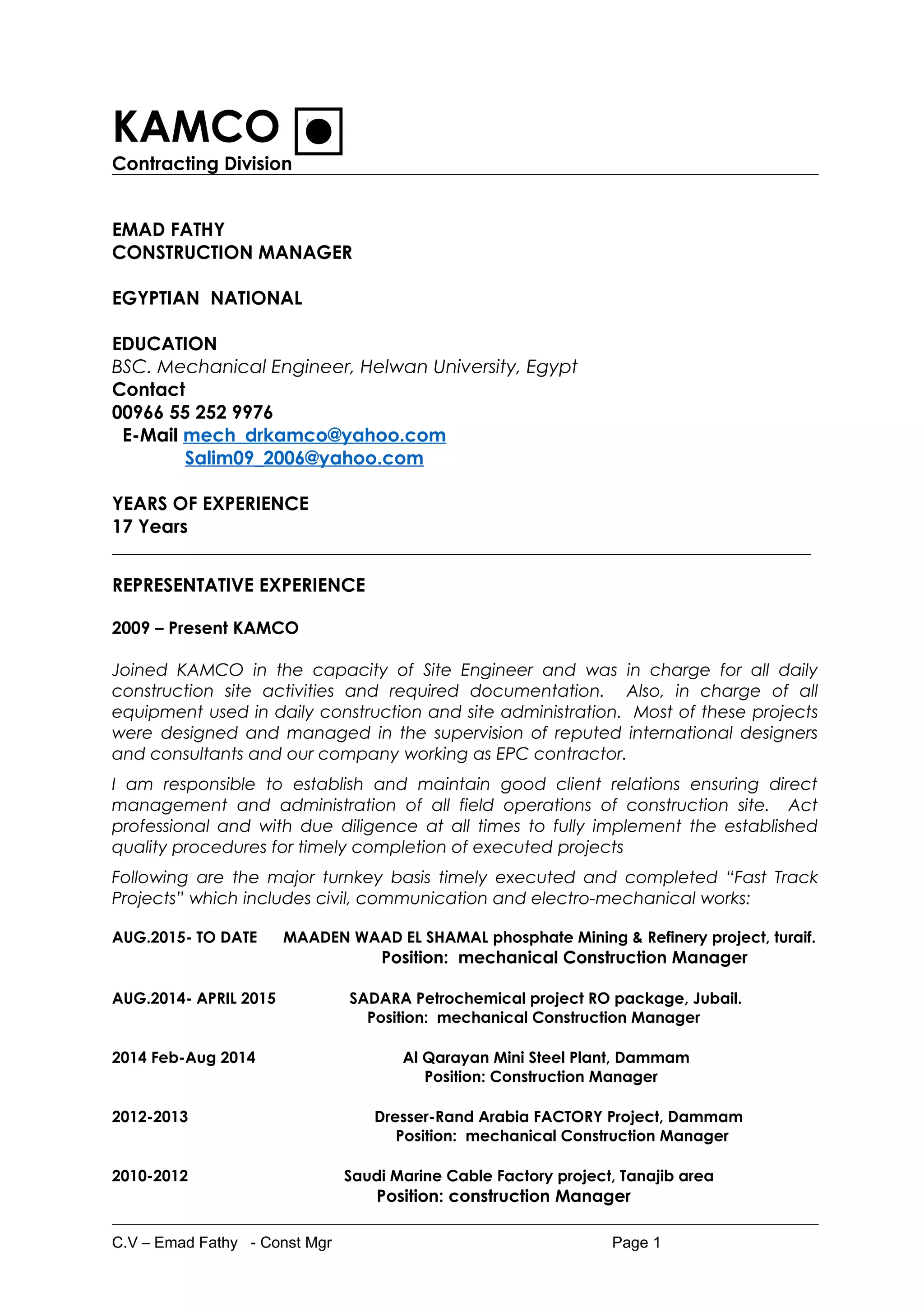 CV - Emad Fathi CM | PDF