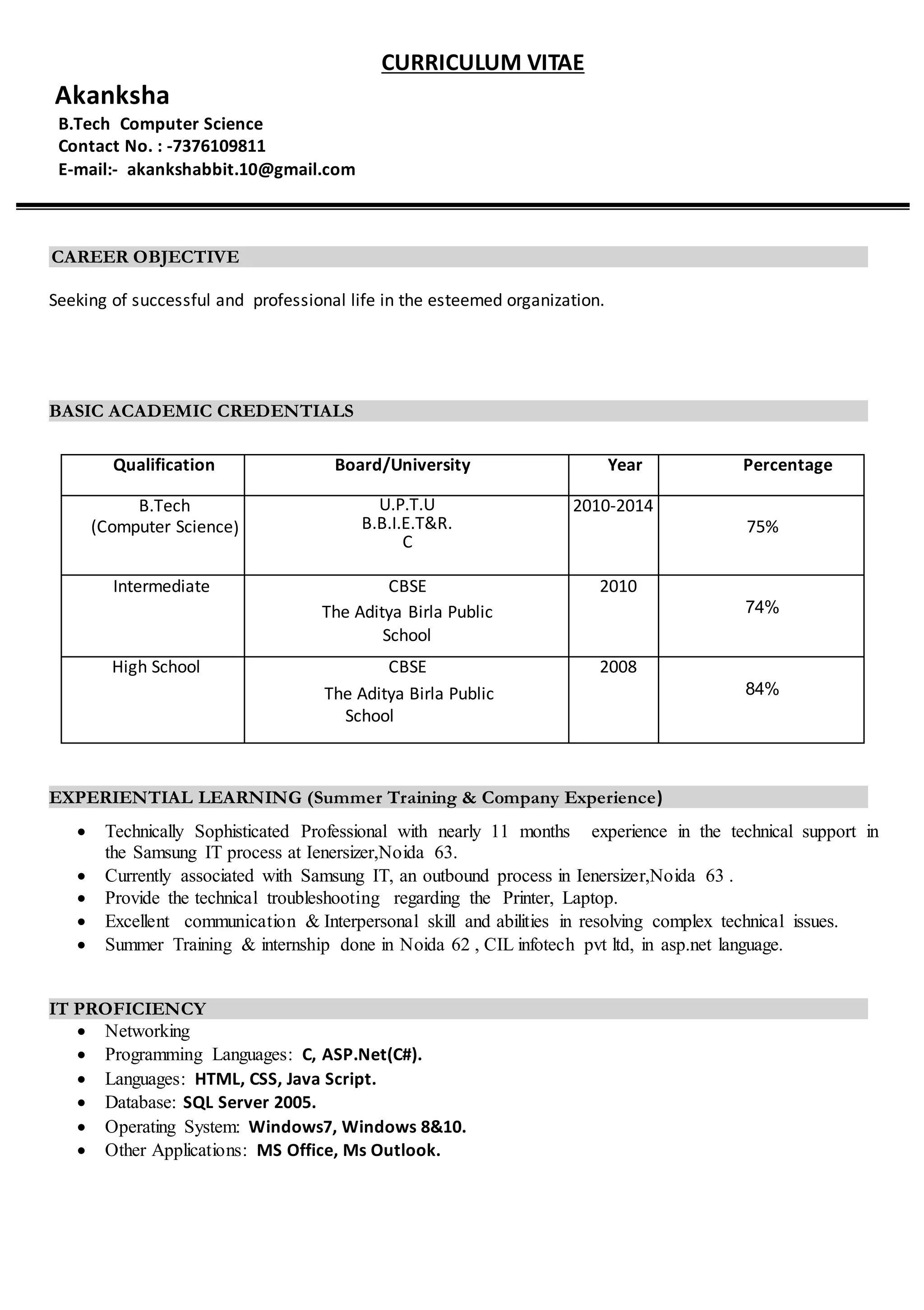 akanksha resume | DOCX