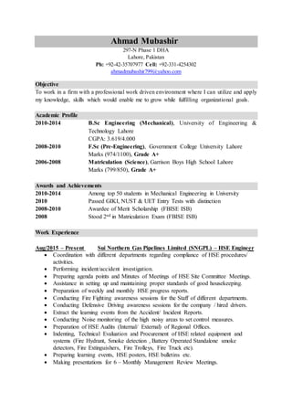 CV - Ahmad Mubashir | PDF