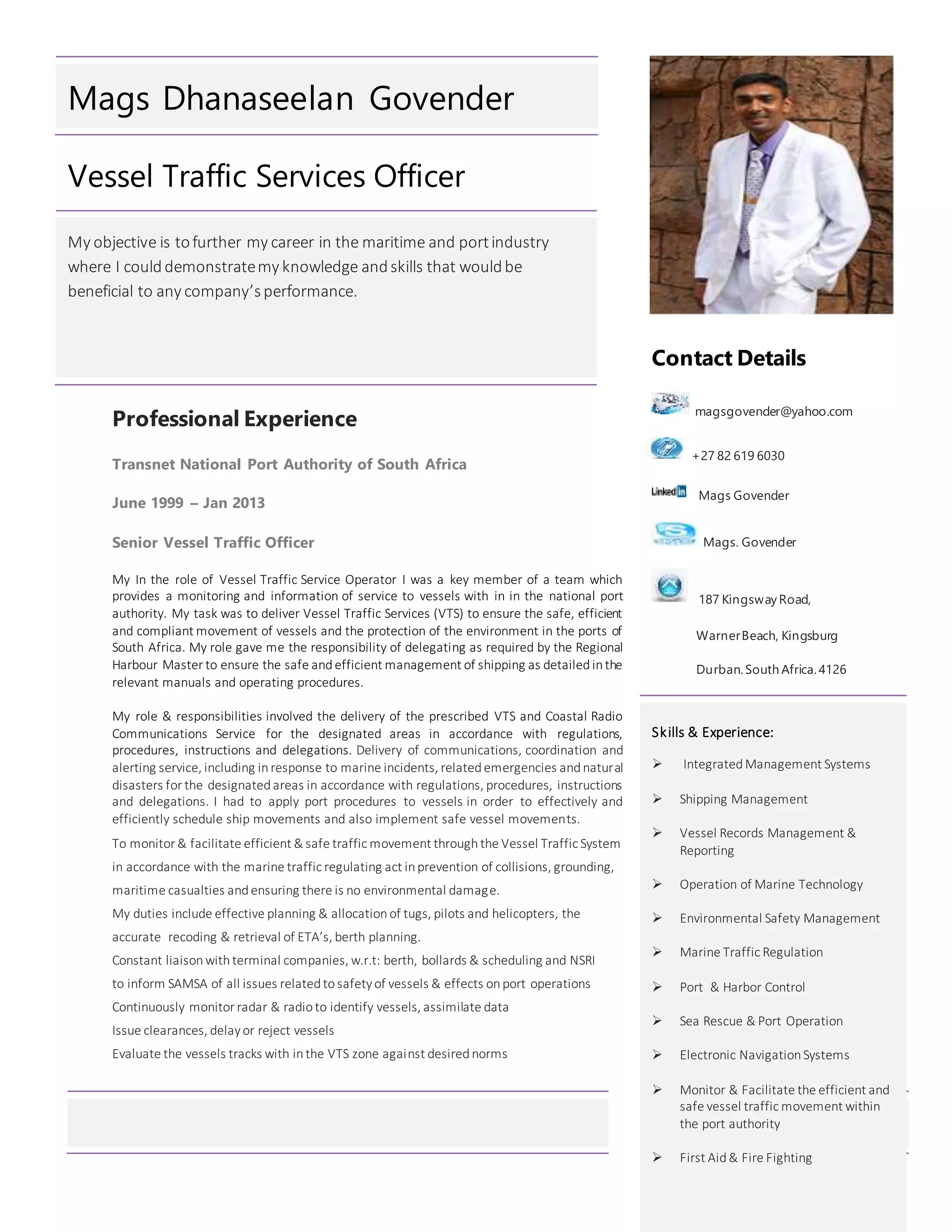 Resume-Mags Govender | DOCX