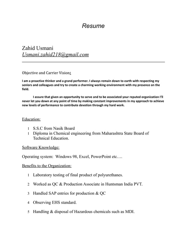 Zahid CV | PDF