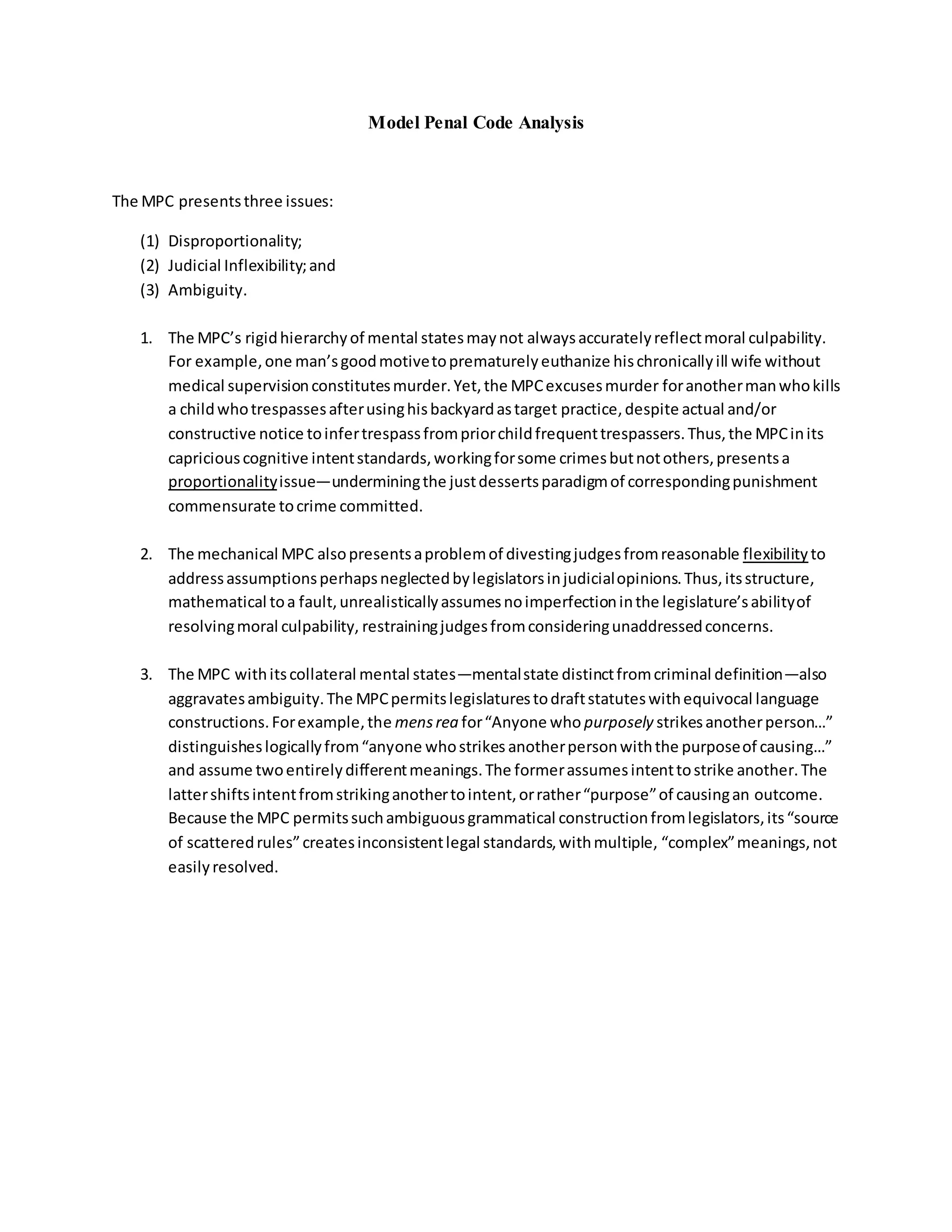 Model Penal Code Analysis | PDF