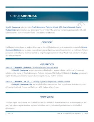 SimplifiCommerce - Oracle ATG Commerce & Endeca Training - N | PDF
