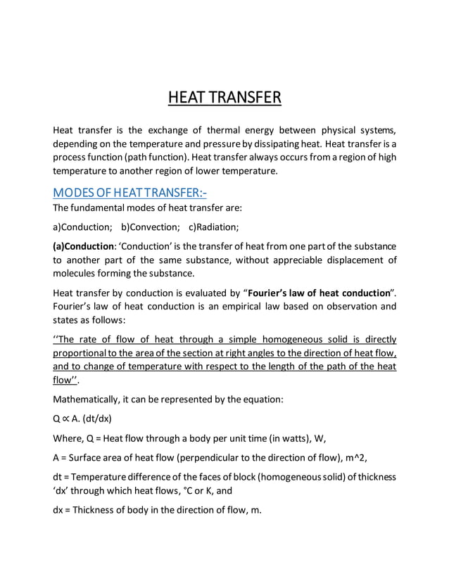 HEAT TRANSFER | DOCX | Physics | Science
