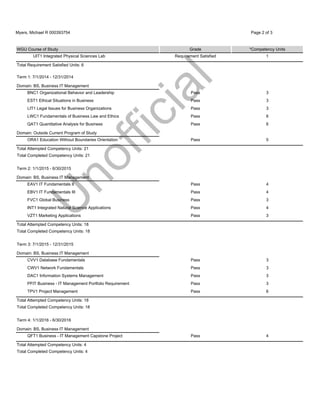 WGU - MMYERS WGU Transcript 2016-06-24 | PDF
