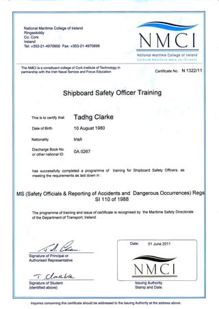 Safety Officer Certificate