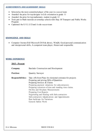 OA. MBEWANA CV | DOCX