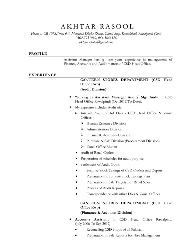 cv final - Akhtar Rasool latest | DOC | Business Accounting & Finance ...