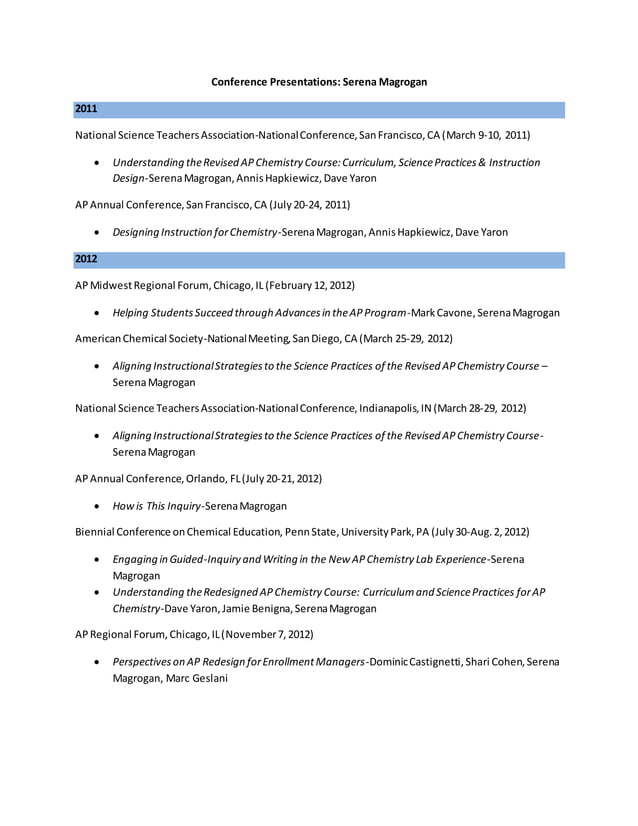 Conference Presentations | DOCX | Educational Assessment | Education