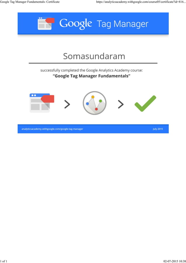 GTM Certificate | PDF