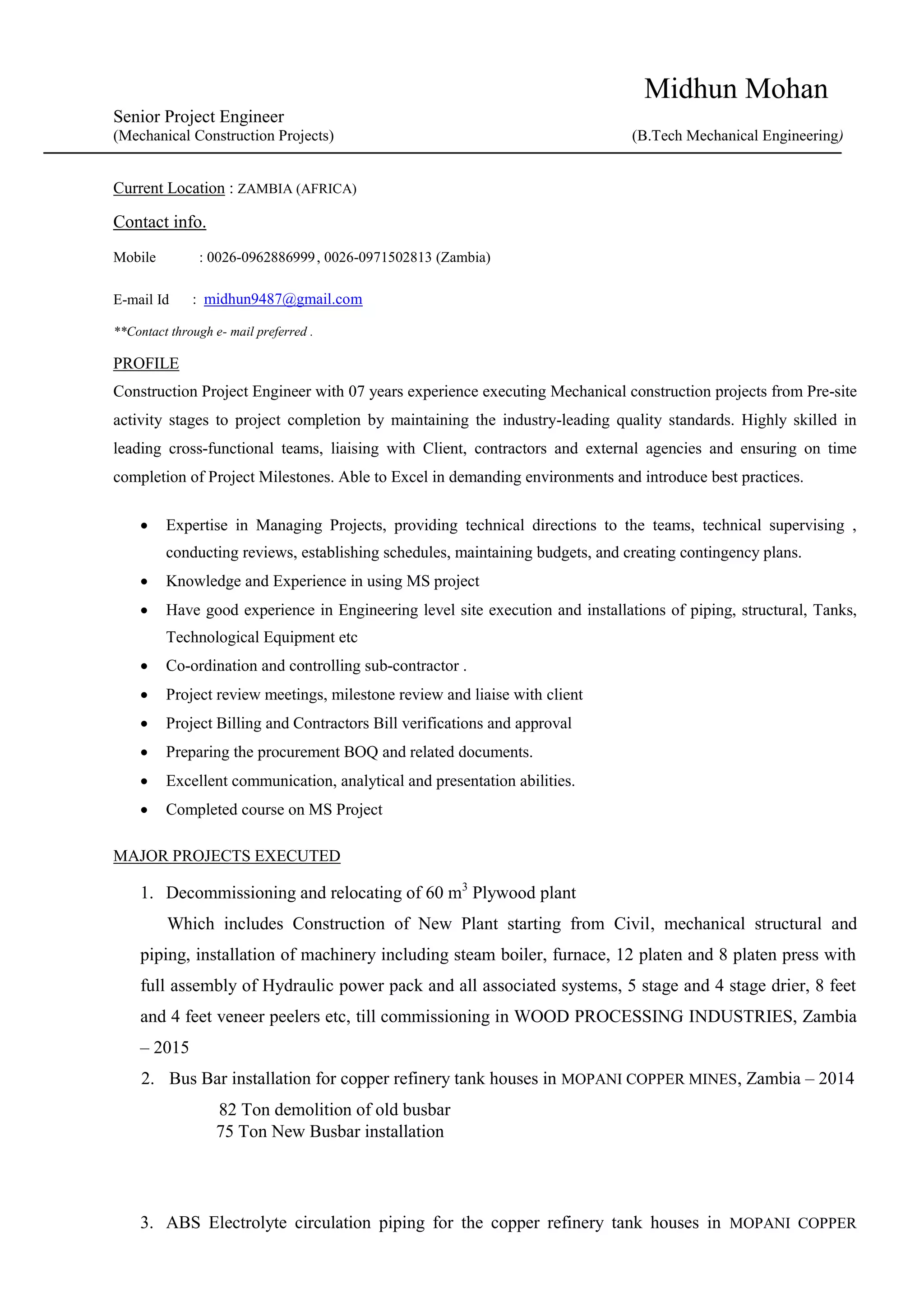 CV - Midhun Mohan | PDF