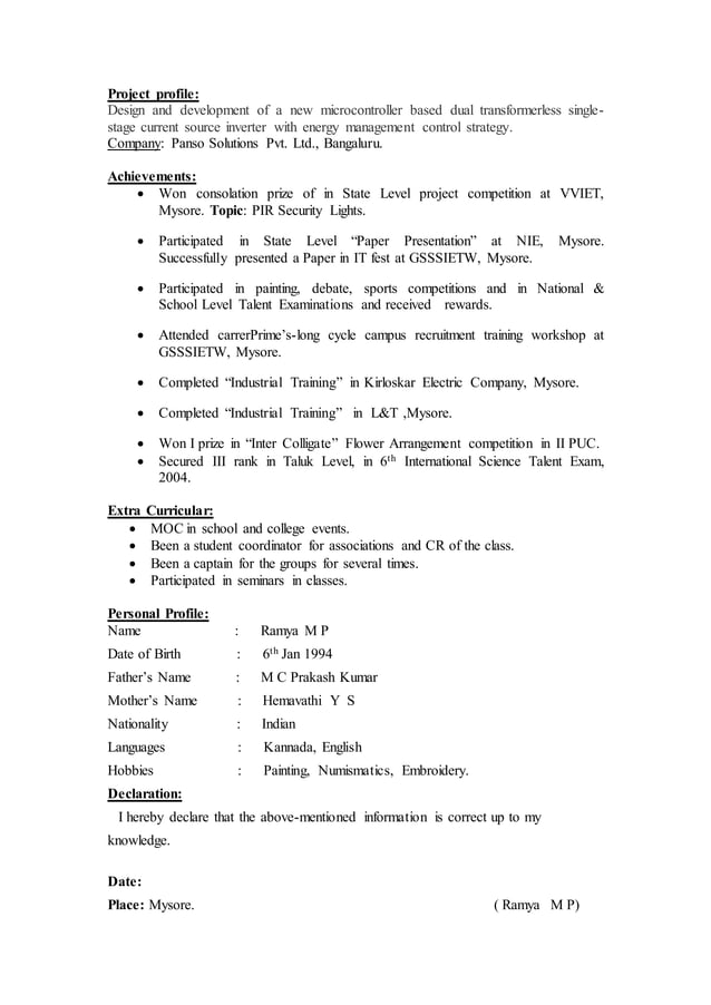 RESUME_RAMYA M.P | DOCX | Education