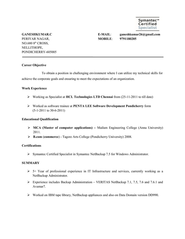 Ganeshkumar Resume | PDF