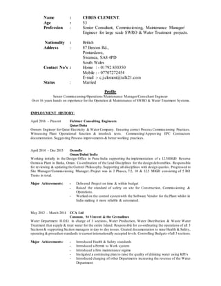 C J Clement CV | DOCX | Civil Engineering Industry | Industries