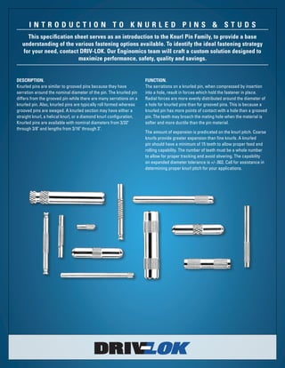 Introduction to Knurled Pins & Studs | PDF