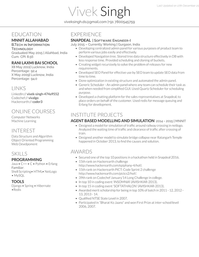 CV27Dec | PDF | Programming Languages | Computing