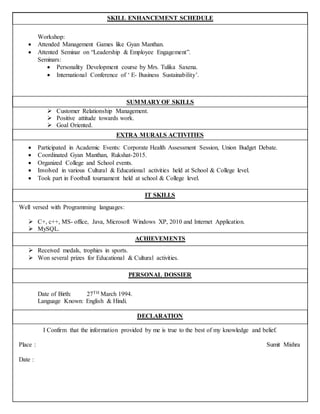 CV sumit mishra | DOCX