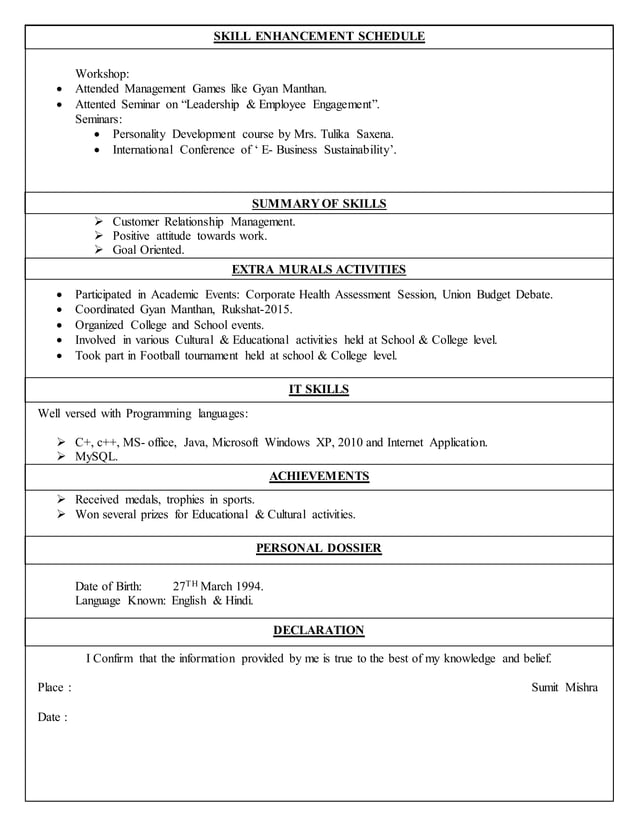 CV sumit mishra | DOCX