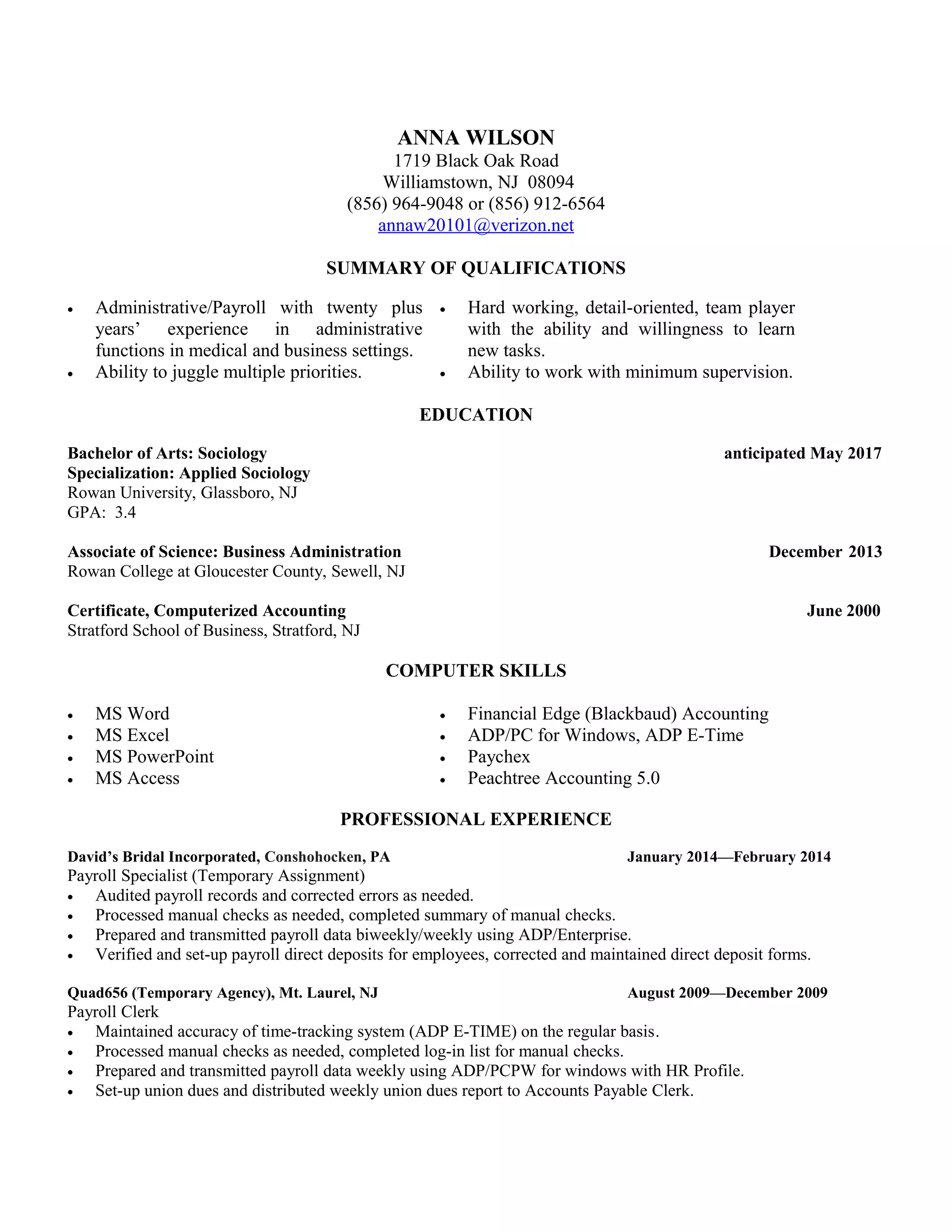 AWilsonResume - RU rvsd resume 071716 | PDF