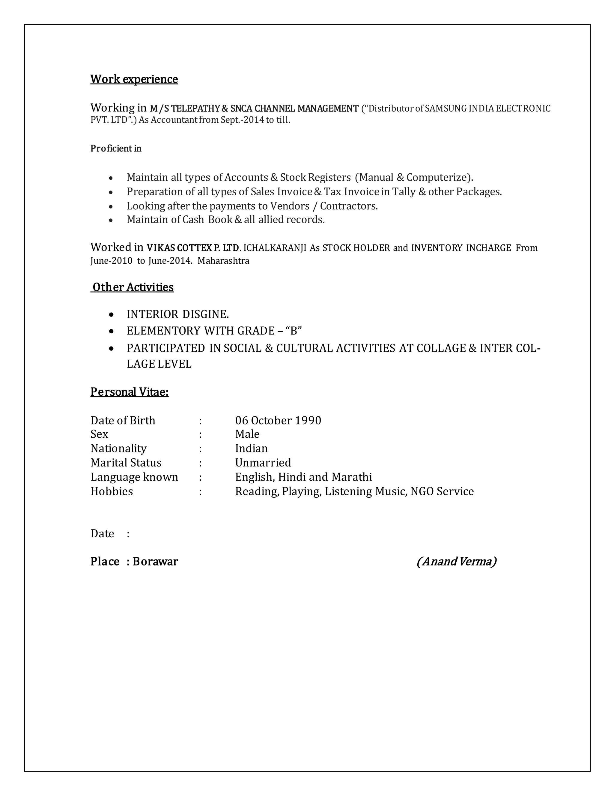 Anand Verma Resume | DOCX