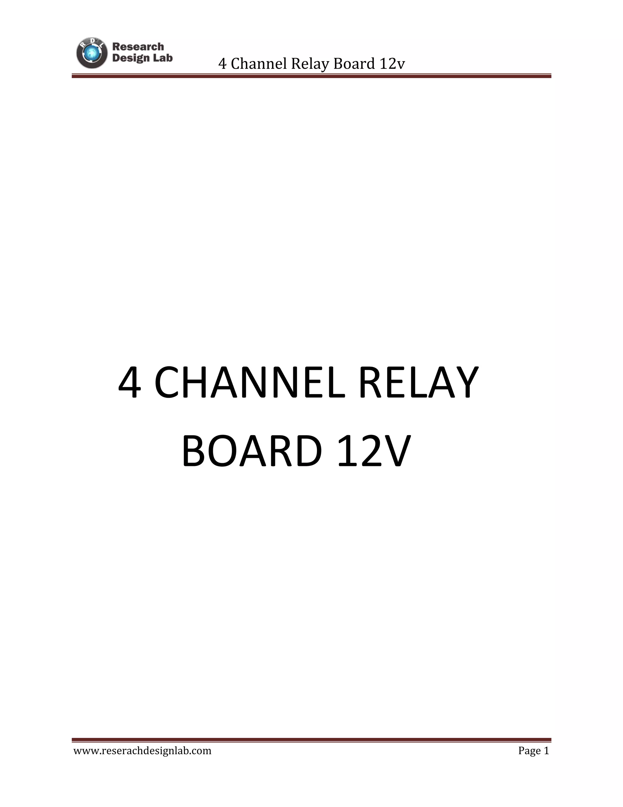 4 Channel Relay Board 12V-Compatible for Arduino | PDF