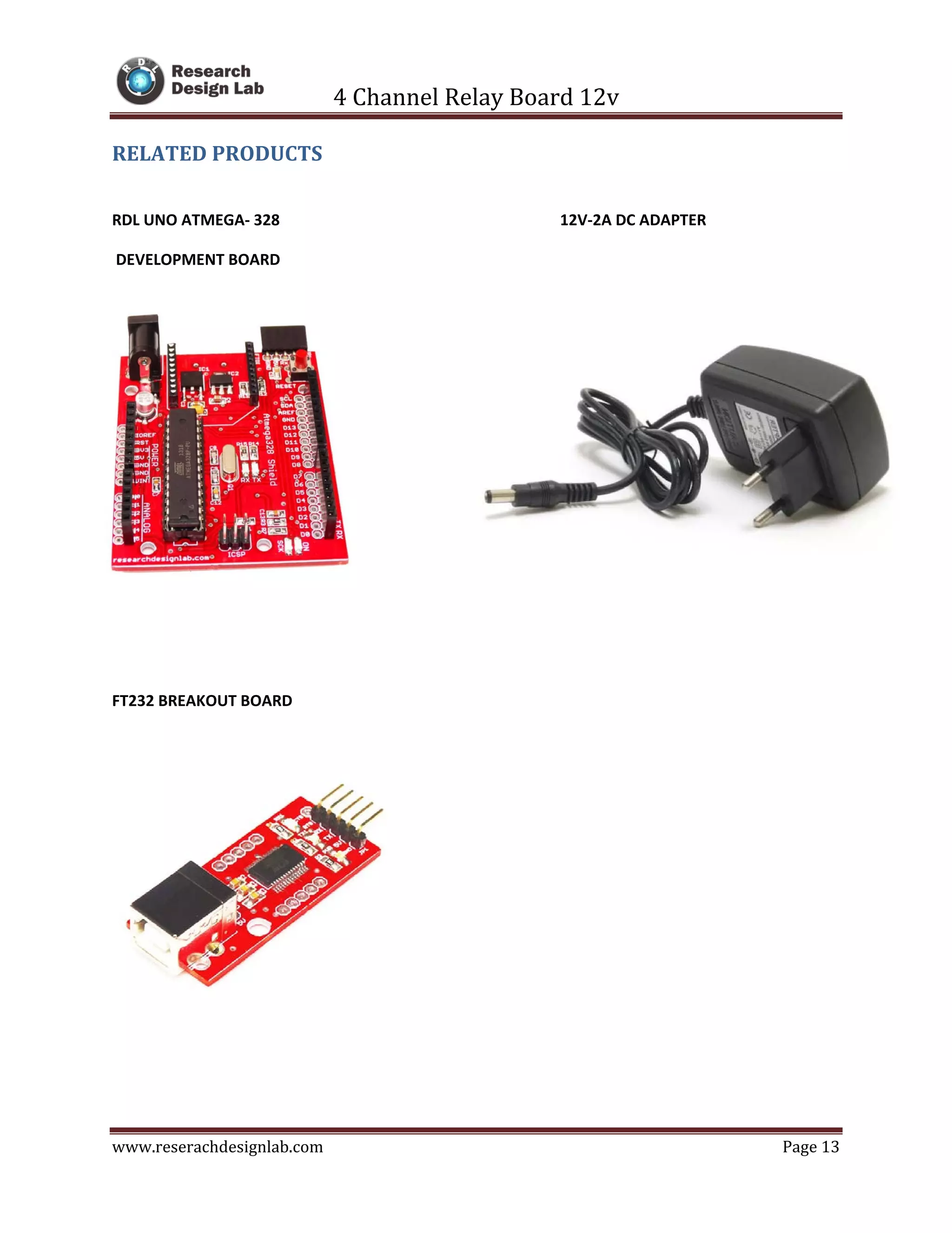 4 Channel Relay Board 12V-Compatible for Arduino | PDF