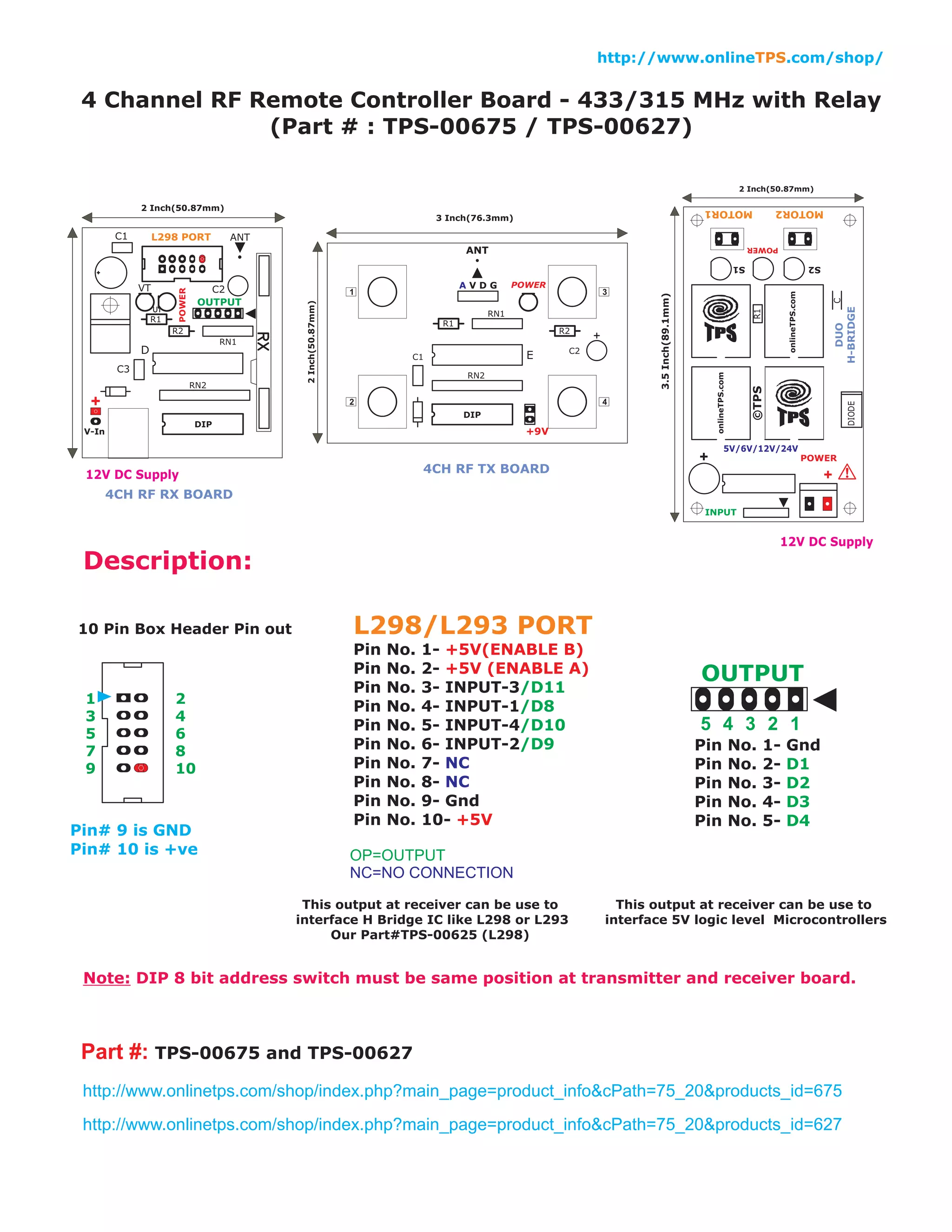 4 channel rf remote controller board manual | PDF